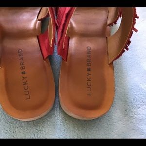 Lucky Brand | Shoes | Lucky Brand Red Leathersuede Fringed Sandals Euc ...